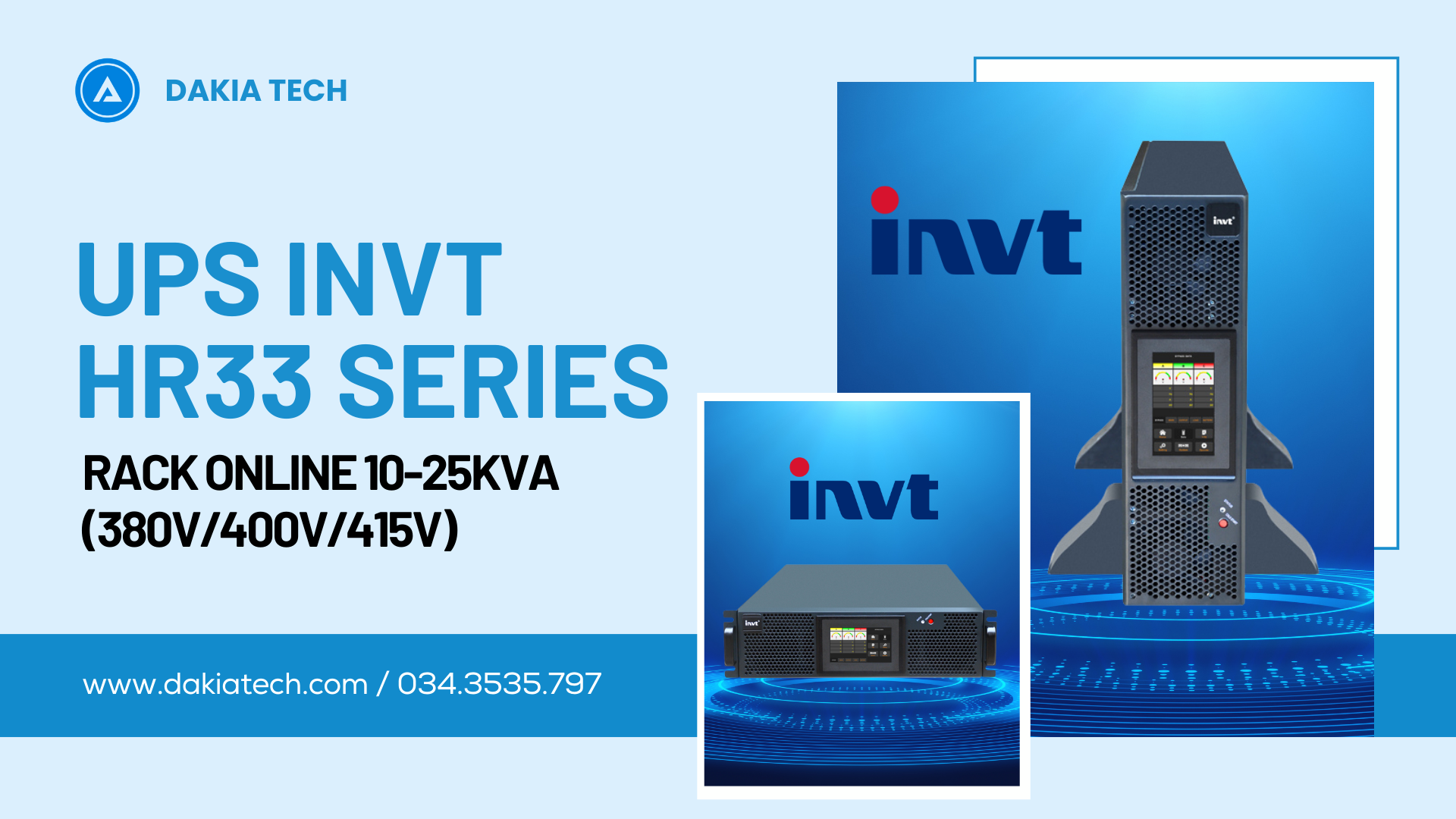 BỘ LƯU ĐIỆN UPS INVT HR33 Series Rack Online 10-25 kVA (380V/400V/415V)