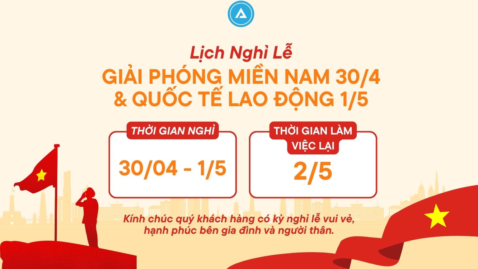DAKIA GROUP Thông Báo Lịch Nghỉ lễ 30/4 & 1/5